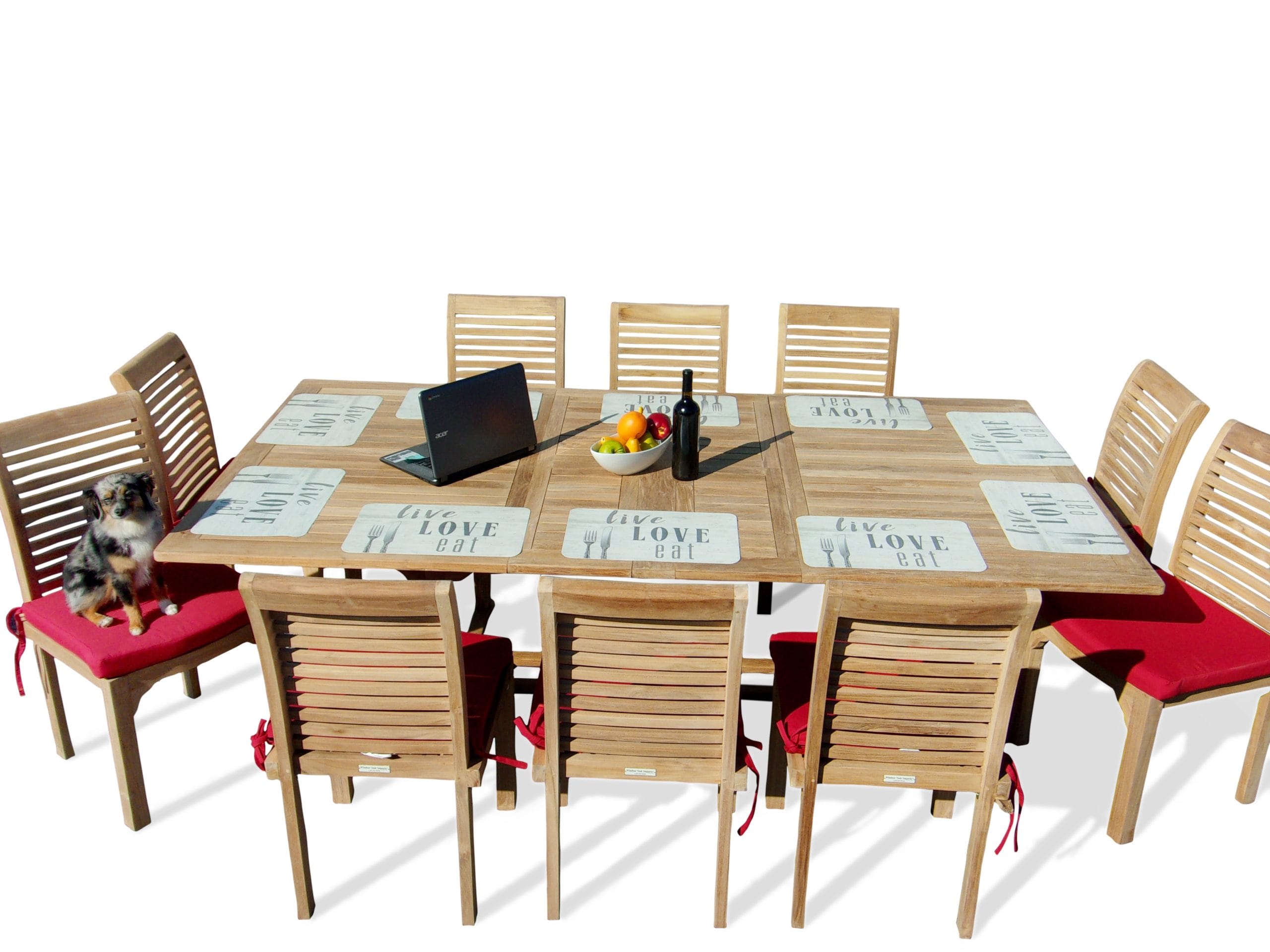 Extra Wide Dining Height Teak Tables 51" Wide Extension Tables Chairs ...