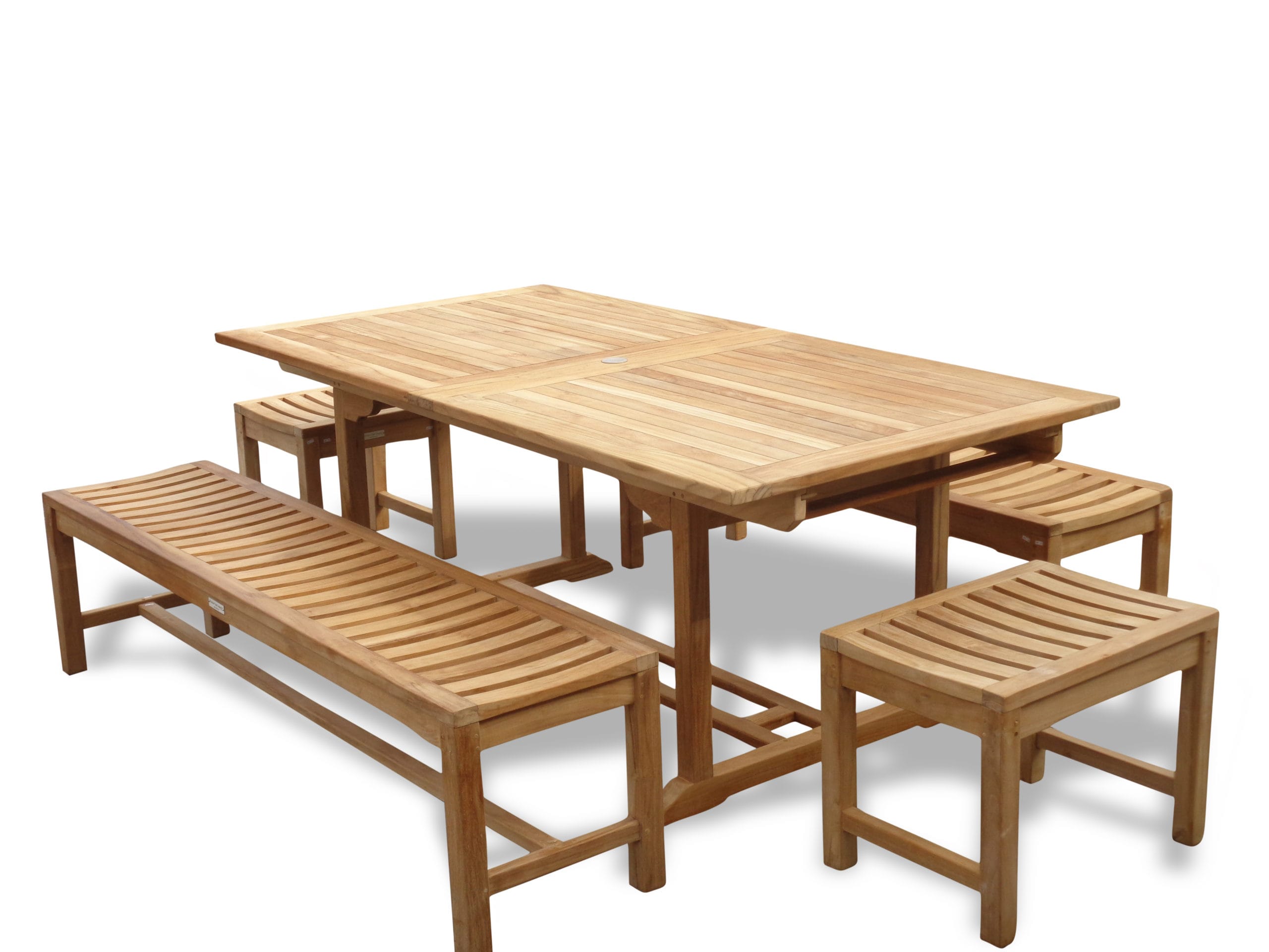 Buckingham 118" x 39" Double Leaf Rect Extension Table w/6 Backless ...