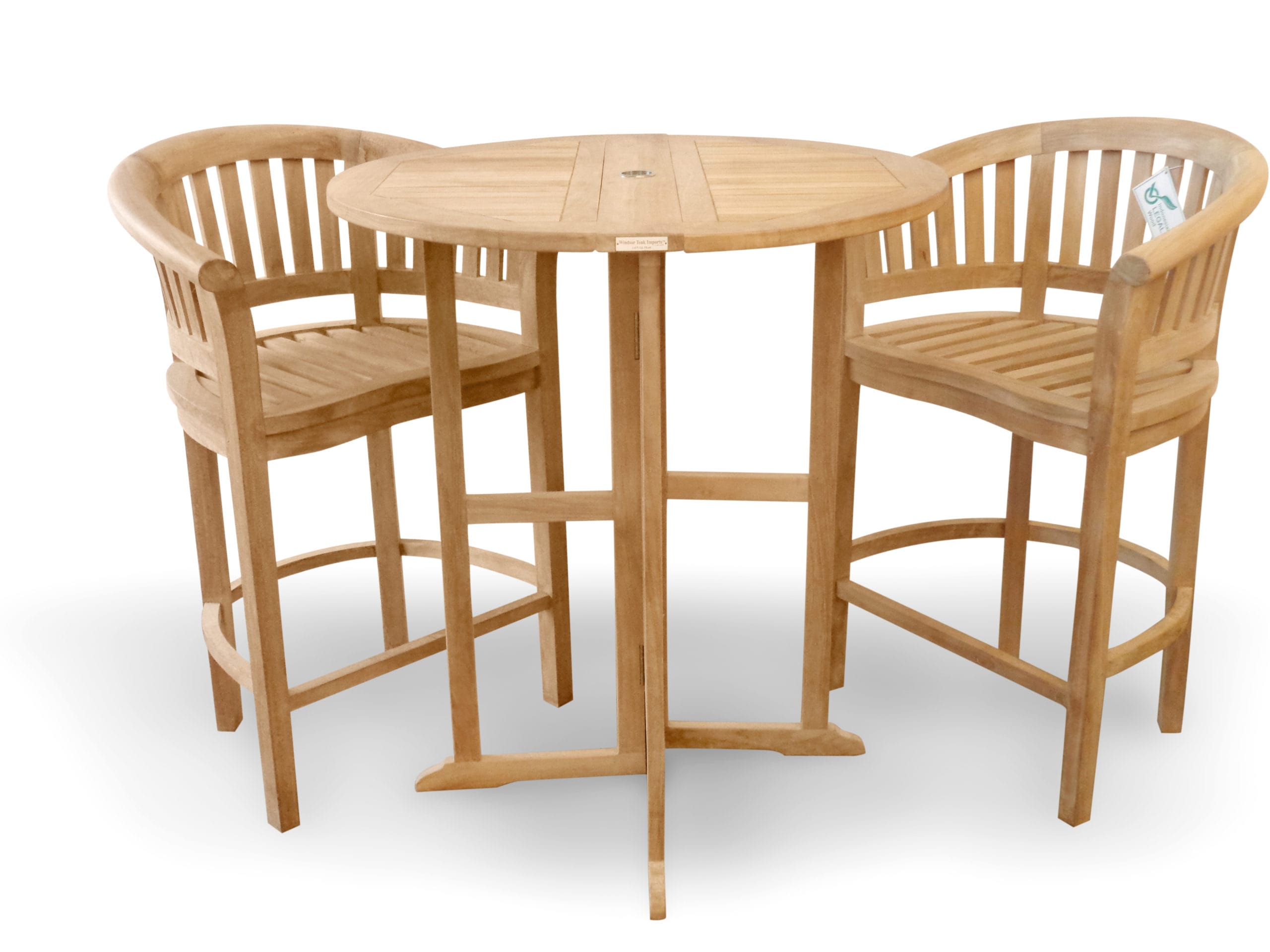 Kensington Curved Teak Arm Bar chair. 2 Pack